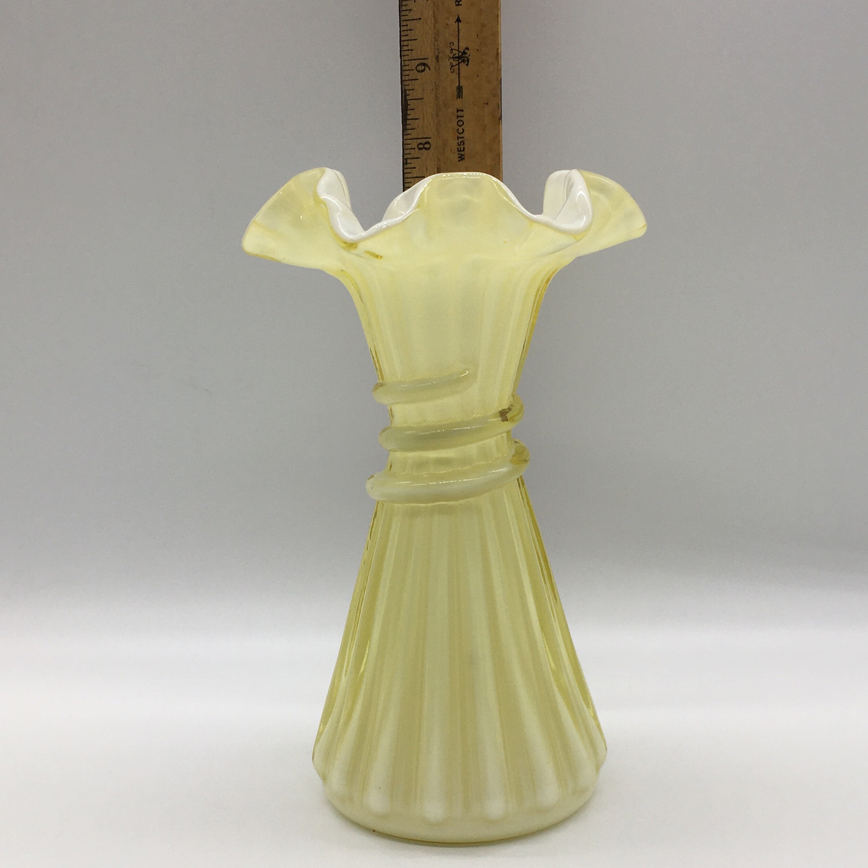 Vintage Fenton Yellow Wheat Vase: 1980s Cased Art Glass - Etsy