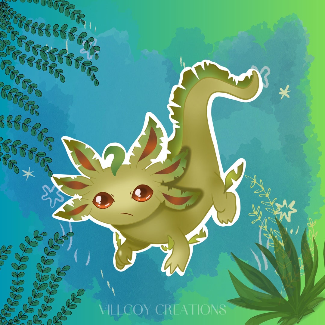 Cute Green Axolotl PNG, Digital Downloads - Etsy
