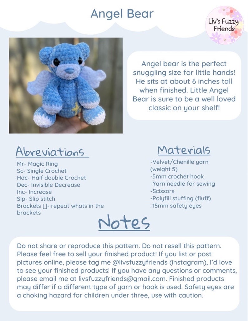 Angel Bear Crochet Pattern PDF. Amigurumi Pattern. - Etsy