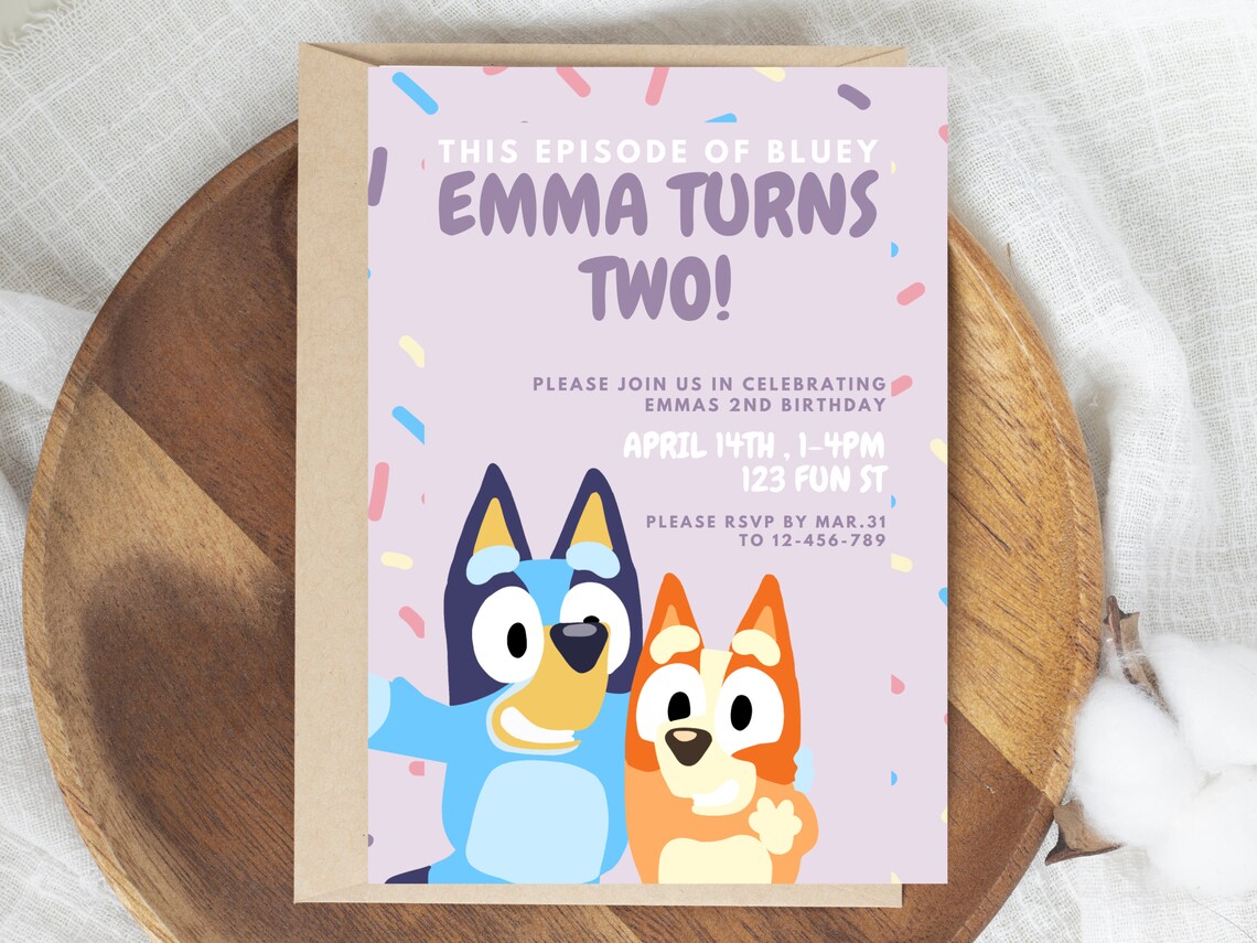 Bluey Birthday Invitation / Bluey Character Birthday Invitation ...