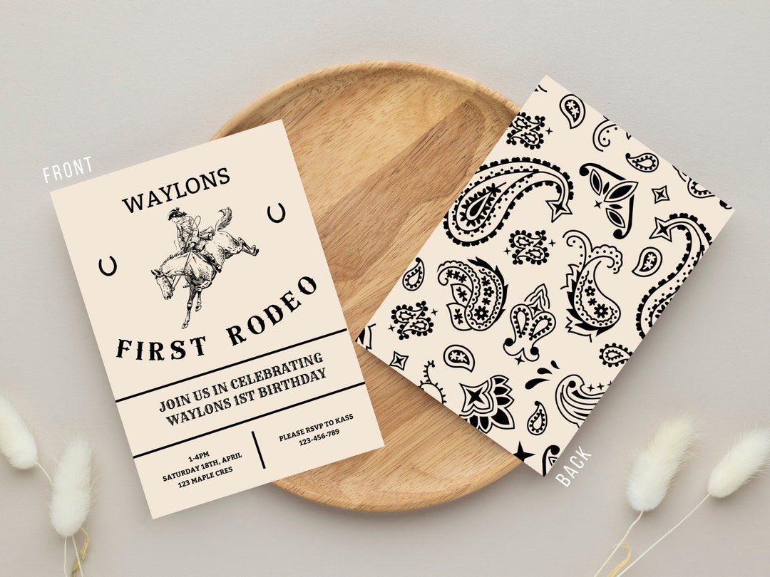 FIRST RODEO Birthday Invitation / Instant Editable Digital - Etsy
