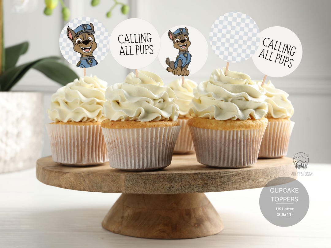 Chase Paw Patrol Cupcake Toppers - Printable Paw Patrol Birthday Decor ...