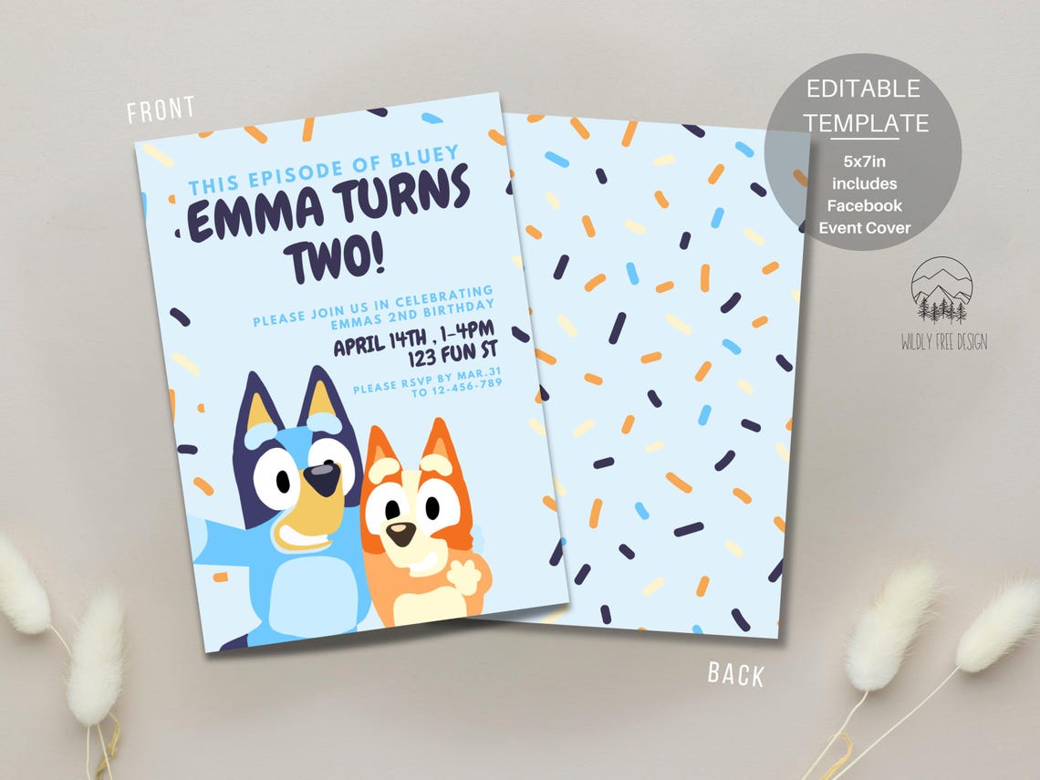 Bluey Invitation /bluey Birthday Invitation /EDITABLE Template/ Digital ...