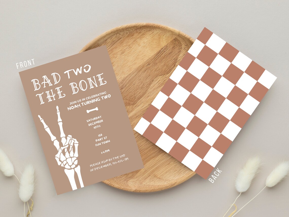 Bad Two the Bone Birthday Invitation Colors / Instant Editable Digital ...