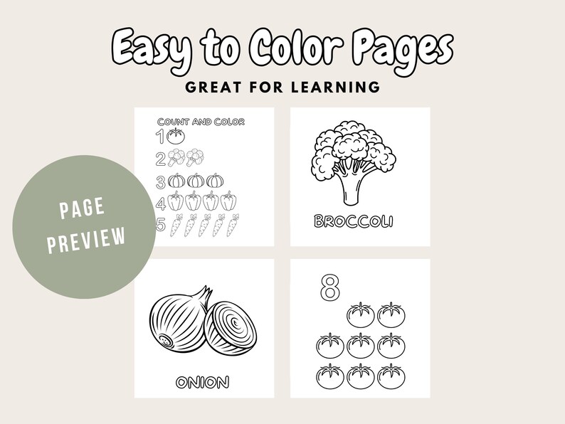 Kids Vegetables Coloring Pages - Bold & Easy to Color, Fun Educational ...