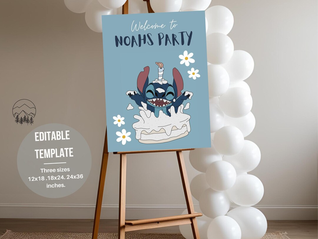 Cartoon Character Birthday Welcome Sign, Editable Canva Template ...