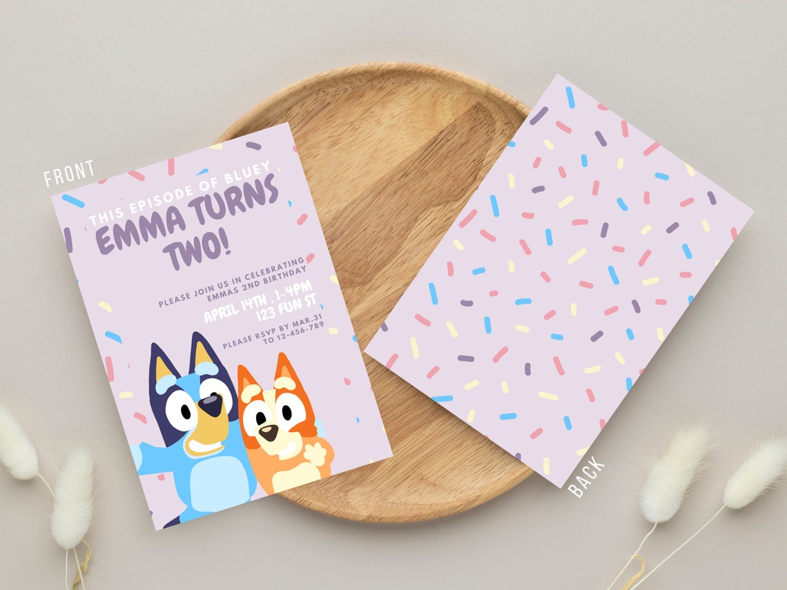 Bluey Birthday Invitation / Bluey Character Birthday Invitation ...
