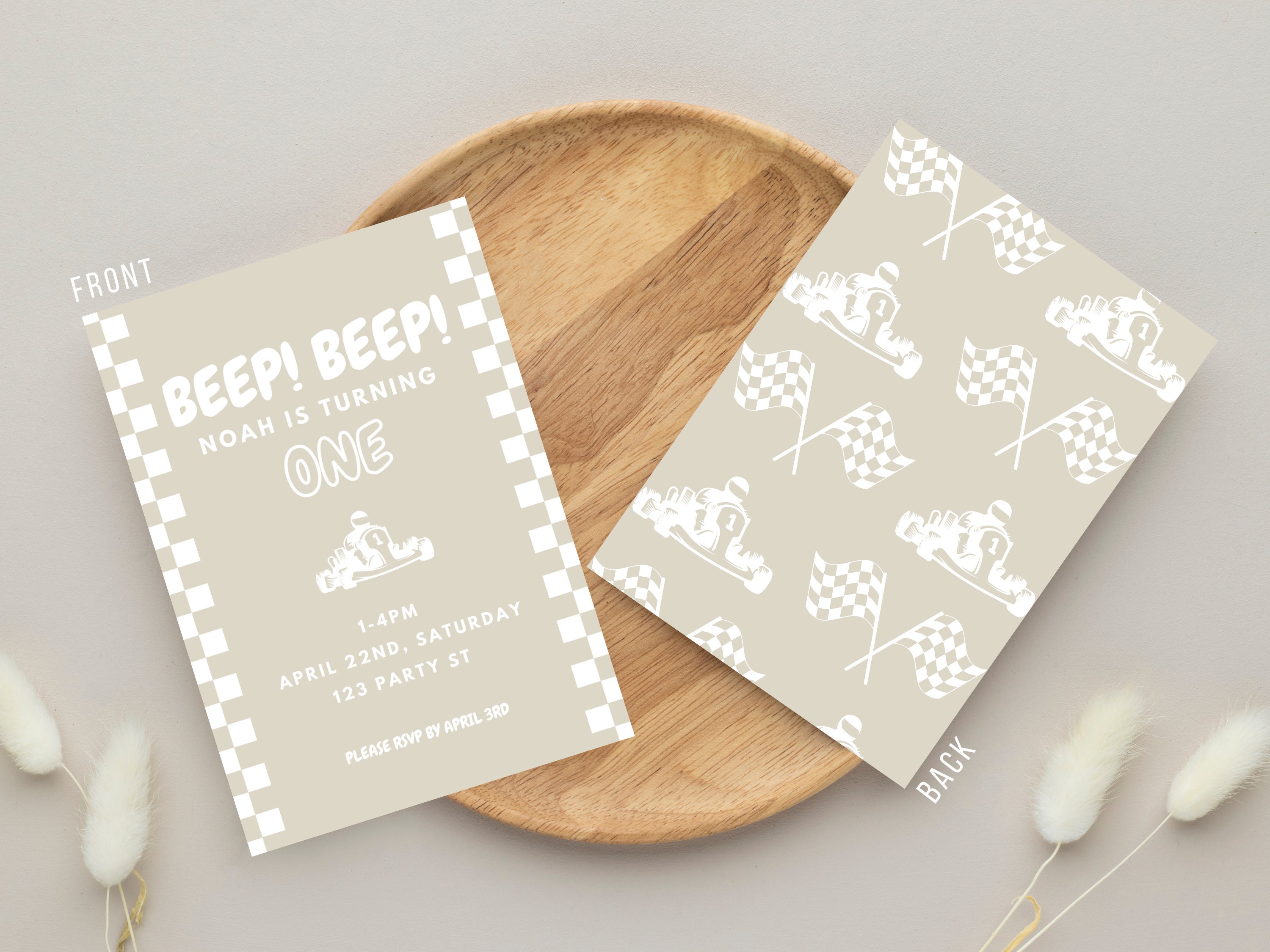 Beep Beep Race Car Themed Birthday Invitation / First - Etsy