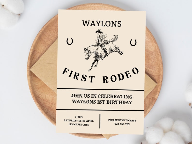 FIRST RODEO Birthday Invitation / Instant Editable Digital - Etsy