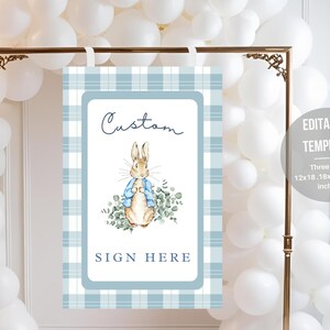 Editable Peter Rabbit Welcome Sign/ Peter Rabbit Party Sign / Instant ...