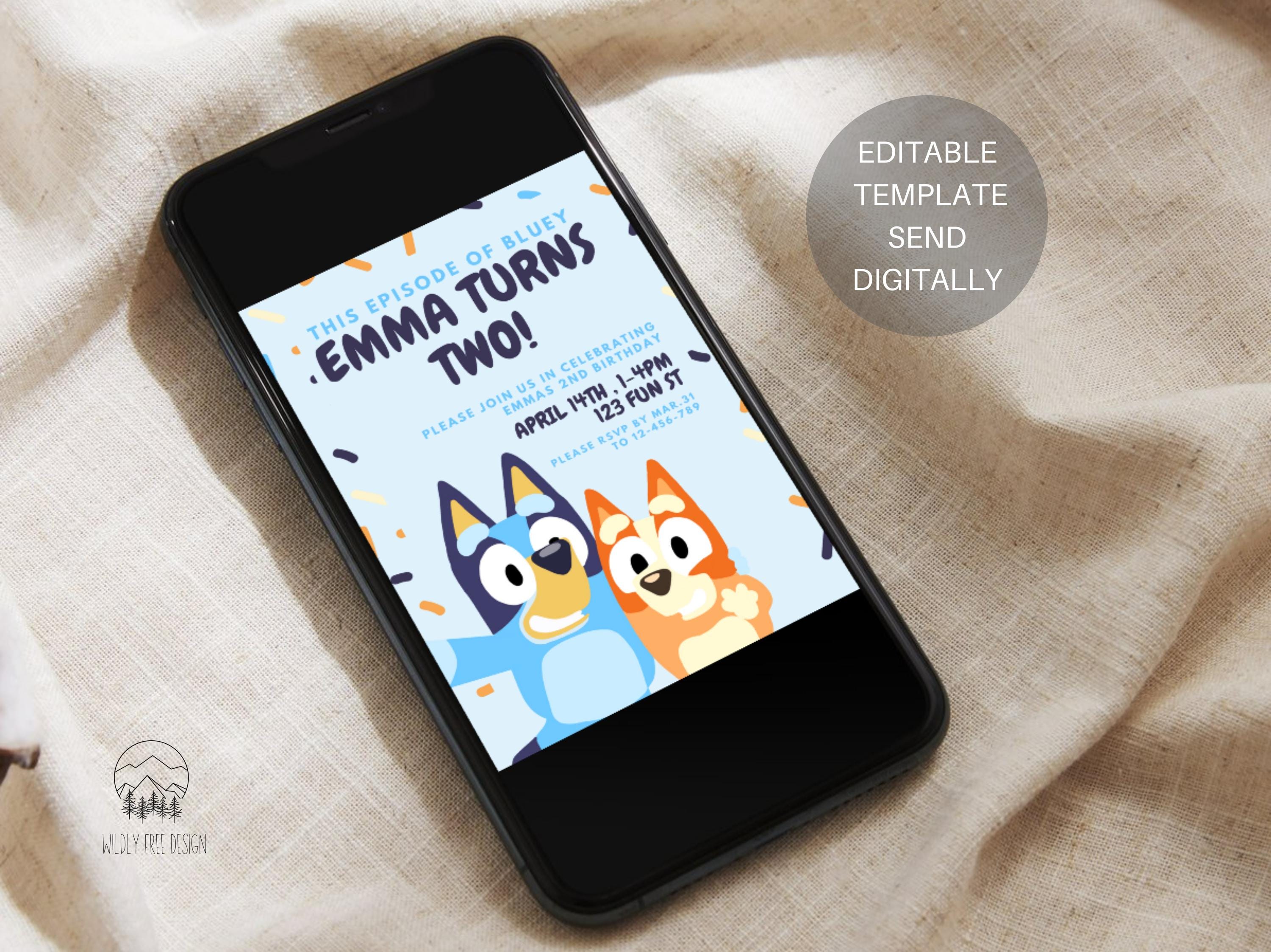 Bluey Invitation /bluey Birthday Invitation /EDITABLE Template/ Digital ...