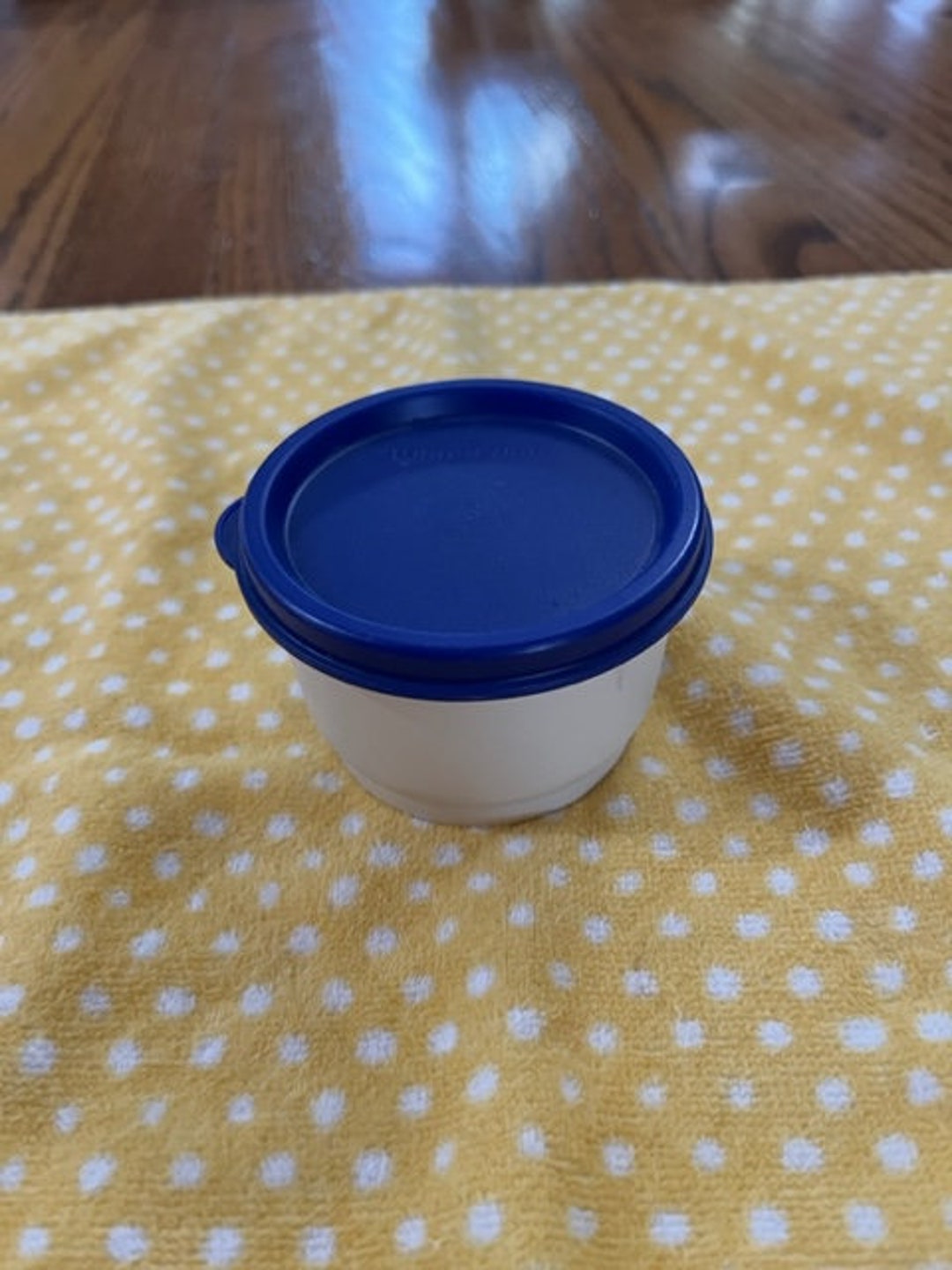 Vintage Tupperware Small Container Almond Color With Blue Lid #1229 - Etsy