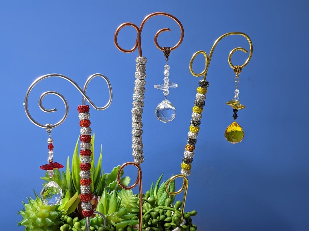 Fairy Garden Wand Plant Pot Stakes All Around 16" High With Beads ...