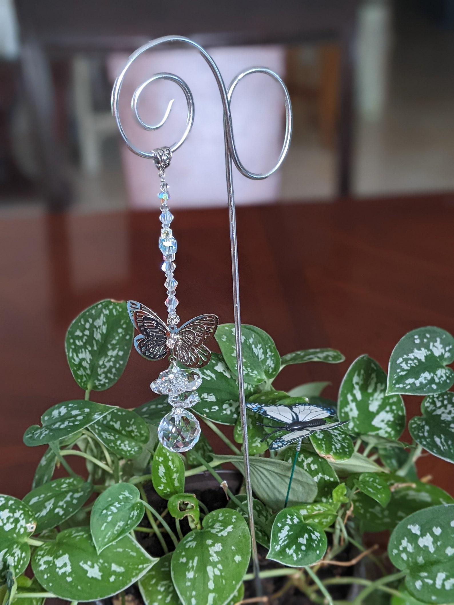 Garden Stake Suncatcher 16" Silver Loop and Coil Wire With Prism ...
