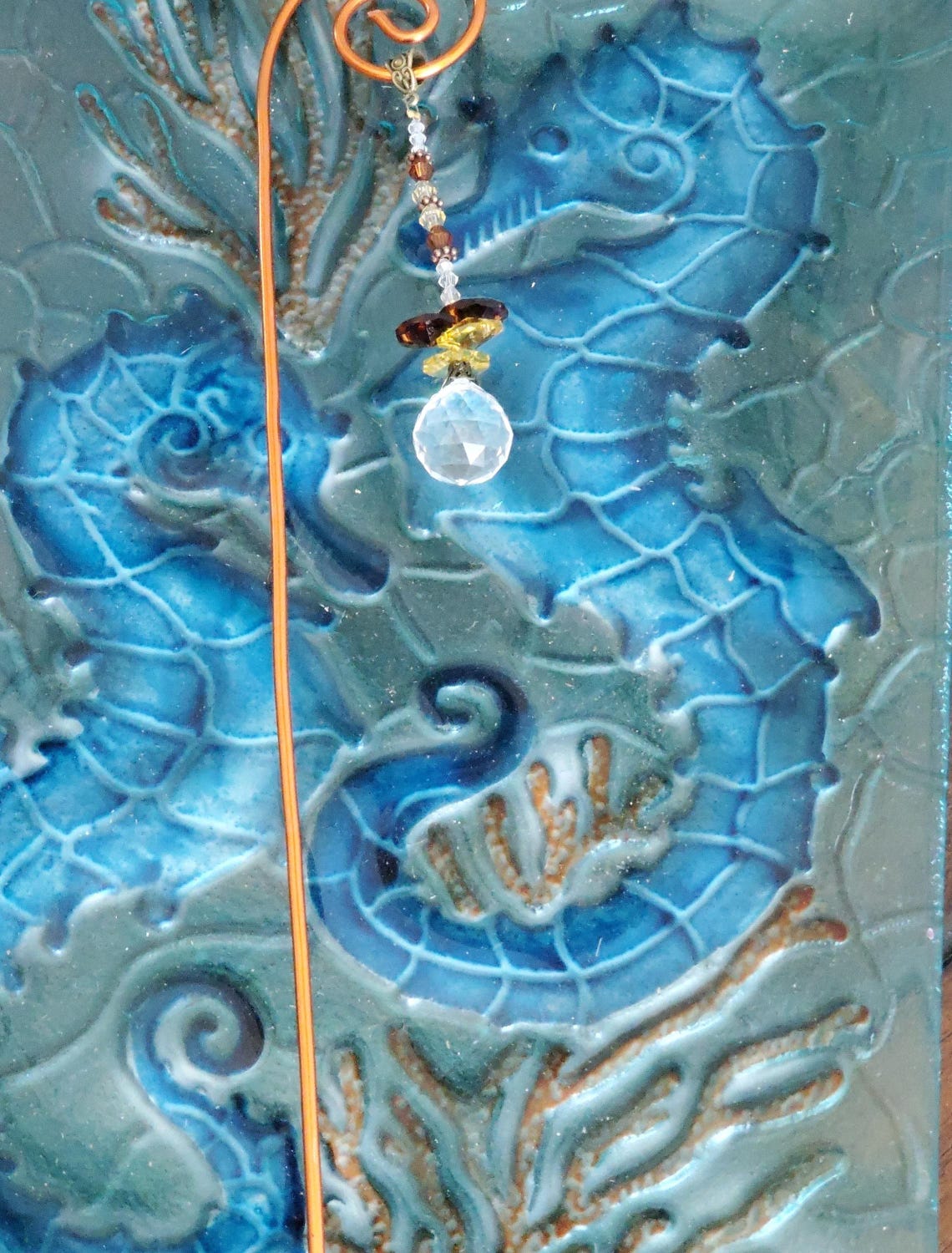 Amber and Gold Plant Pots Decorative Suncatchers With a 14" Wand, One ...
