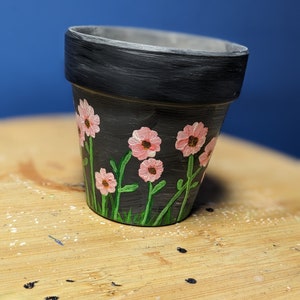 Hand Painted Small Grey Clay Pot 3" Inch, Perfect for Small Succulents ...
