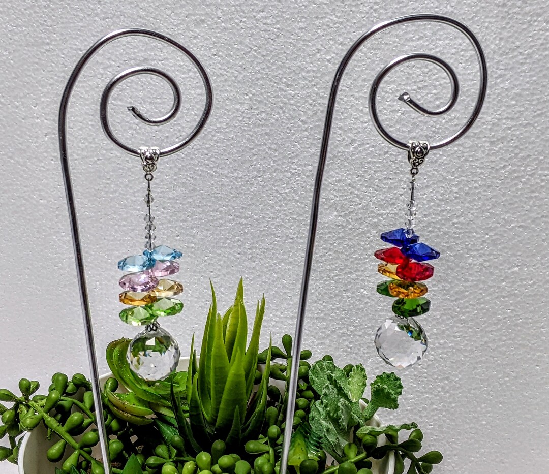 Fairy Garden Wand Plant Stake 11 or 14" Suncatcher Prism and 4 Sets of ...