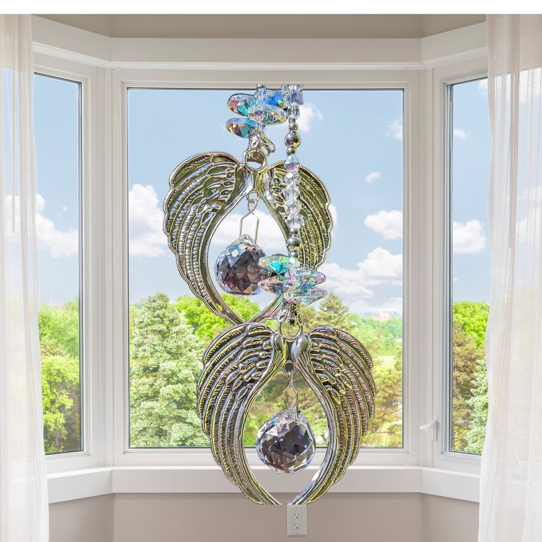 Suncatchers for Window or Car With Angel Wings, a 20 Mm Crystal Prism ...