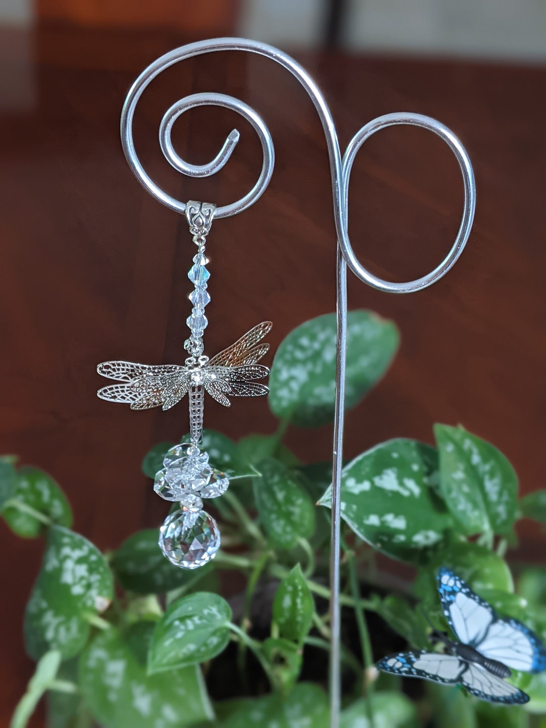 Garden Stake Suncatcher 16" Silver Loop and Coil Wire With Prism ...