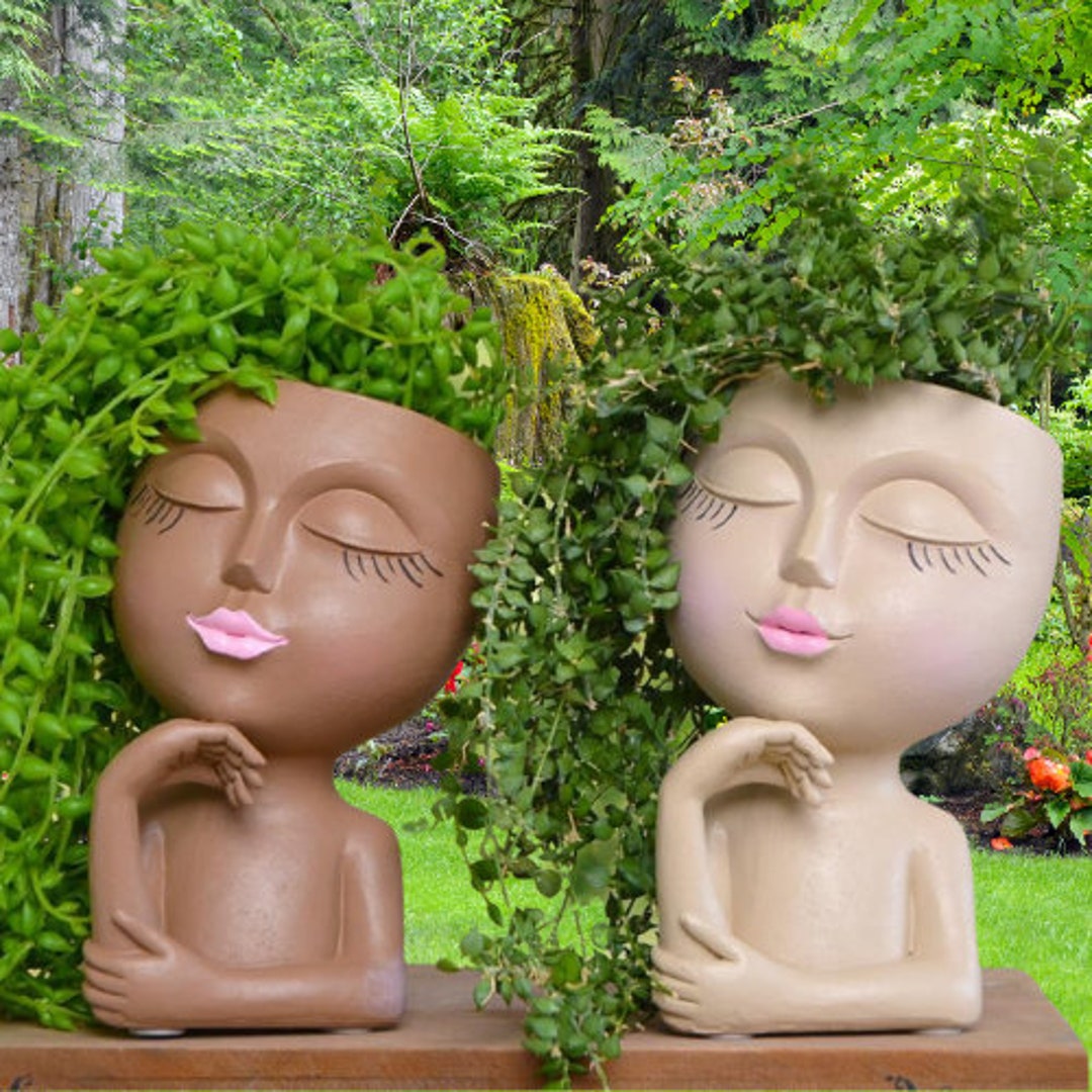 Girl Face Planter "susan", in a Daydream Gesture, Khaki or Brown. Cute ...