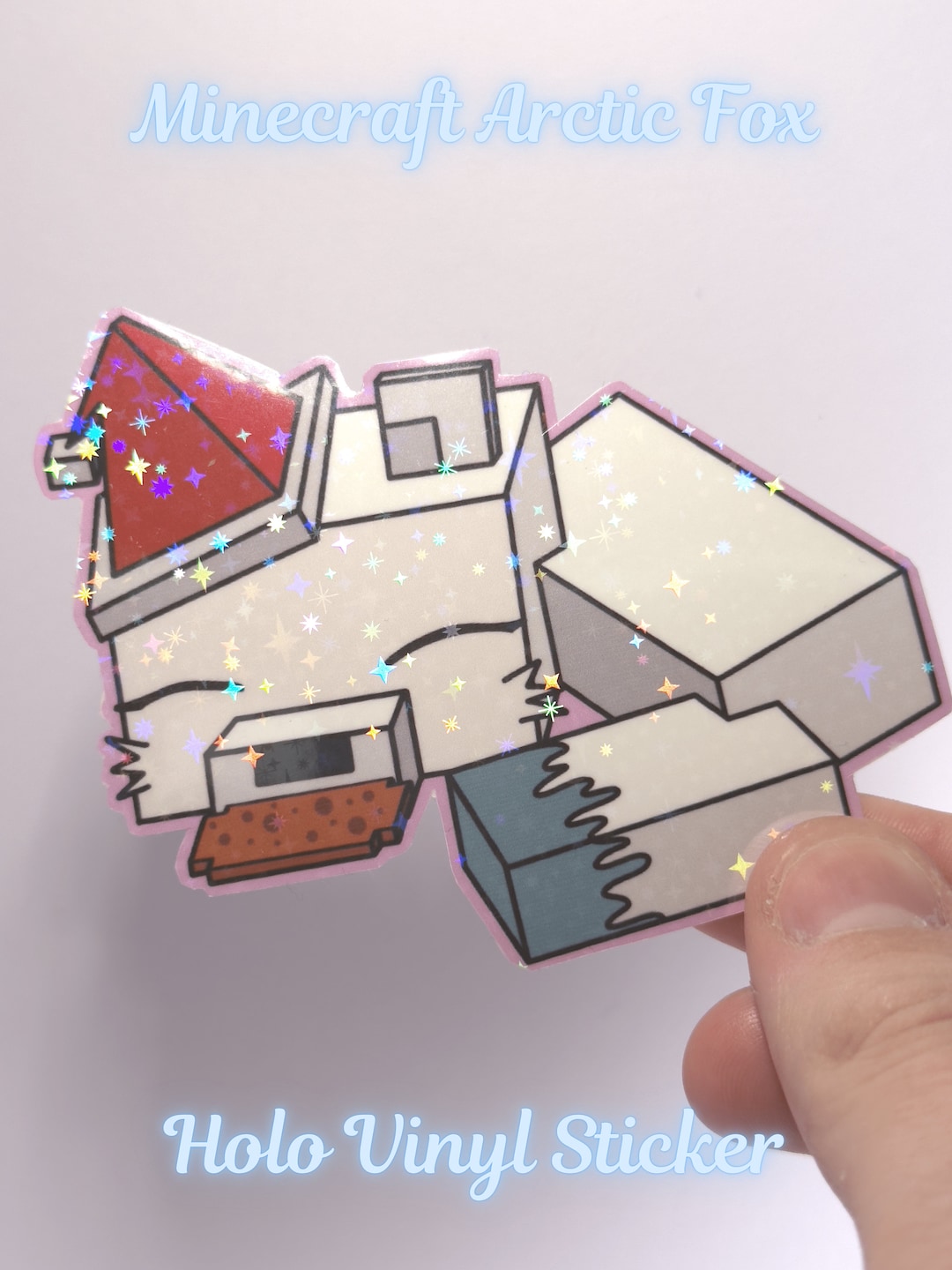 Minecraft Arctic Fox Holographic Sticker Waterproof Vinyl Sticker ...
