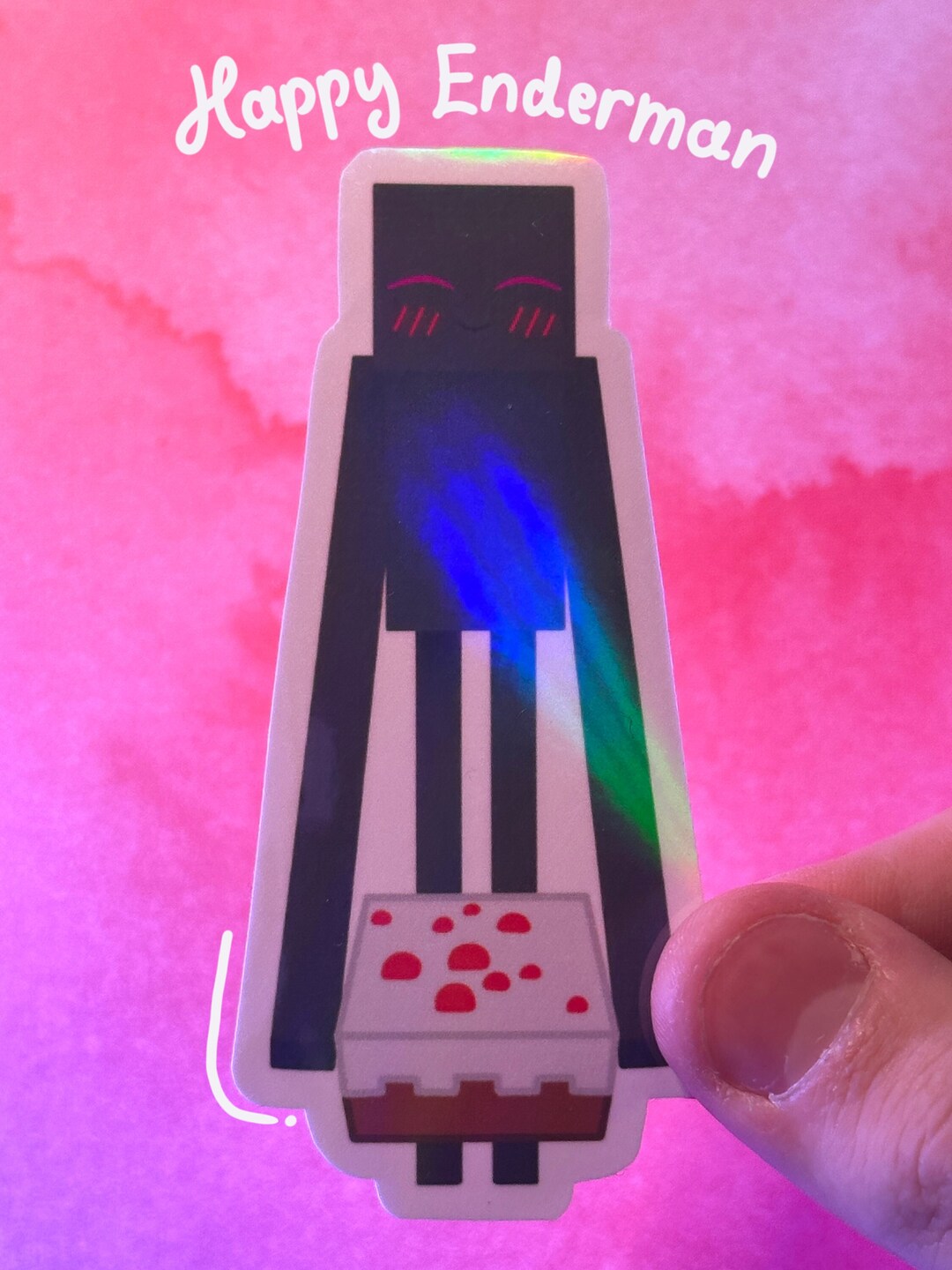 Happy Enderman Holographic Sticker Waterproof Vinyl Decal Cute ...