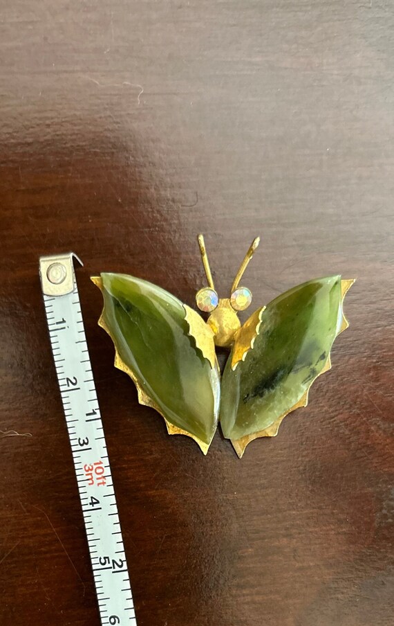 Green Stone Butterfly Pin - Gem