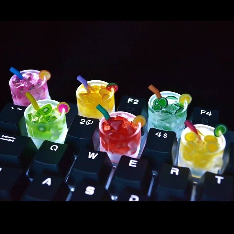 Juice Cup Keycaps, Resin Keycaps, Summer Soft Drink Keycap, Mechanical ...