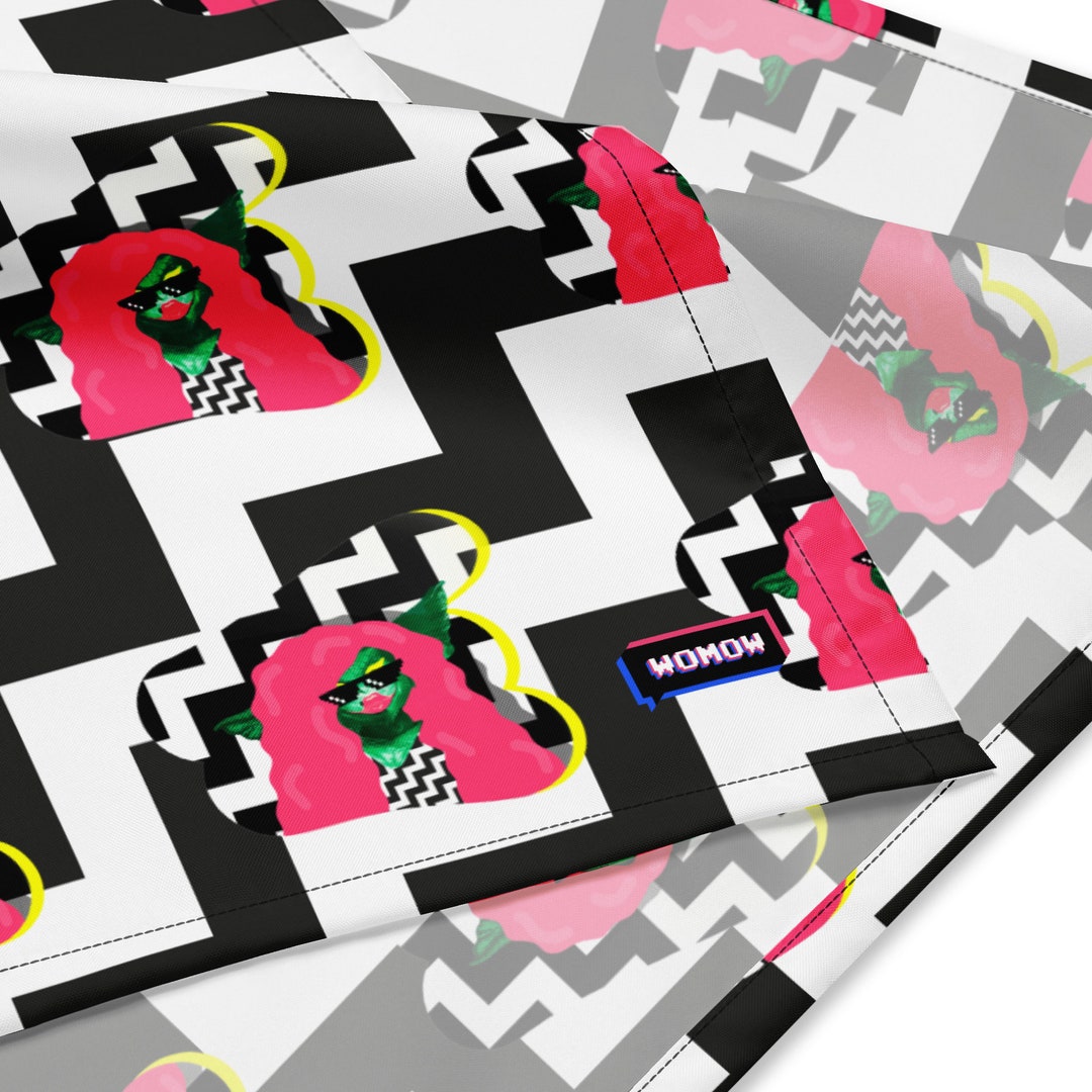 Colorful Neon Print Bandana | Eighties Horror Movie Print Scarf | Gift ...