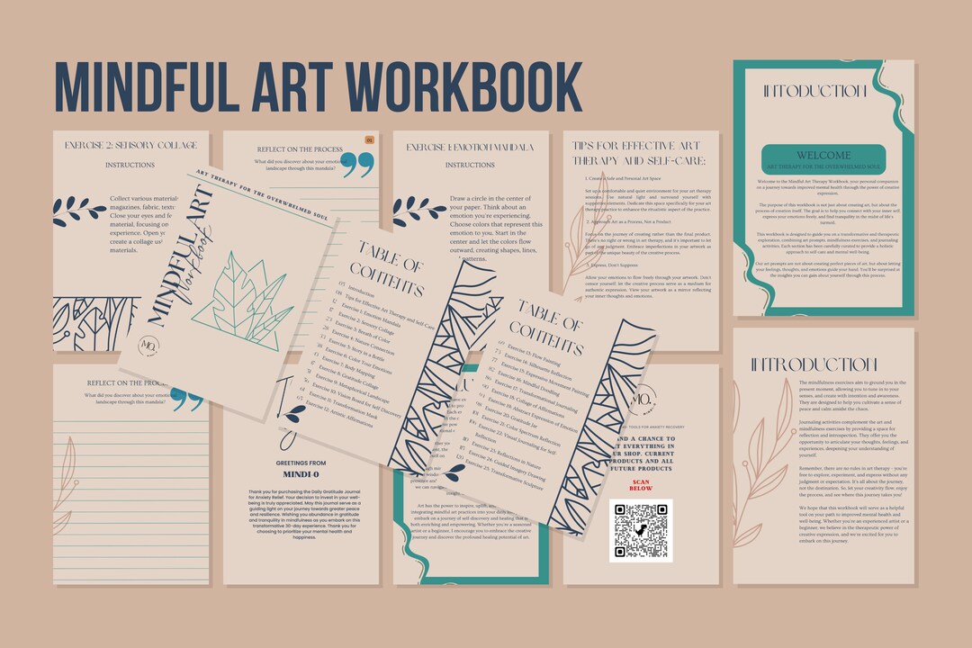 Mindful Art Therapy Workbook, Mindfulness Art Journaling, Creative Self ...