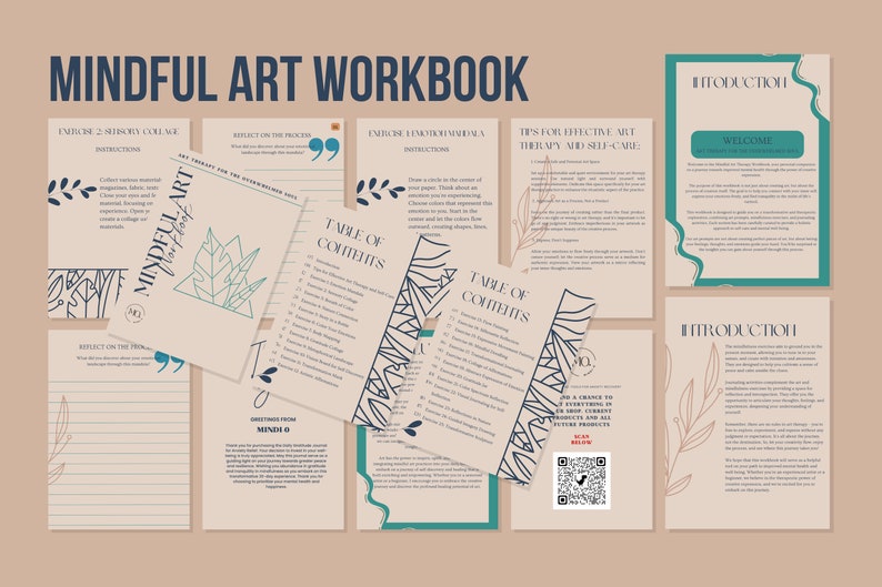 Mindful Art Therapy Workbook, Mindfulness Art Journaling, Creative Self ...