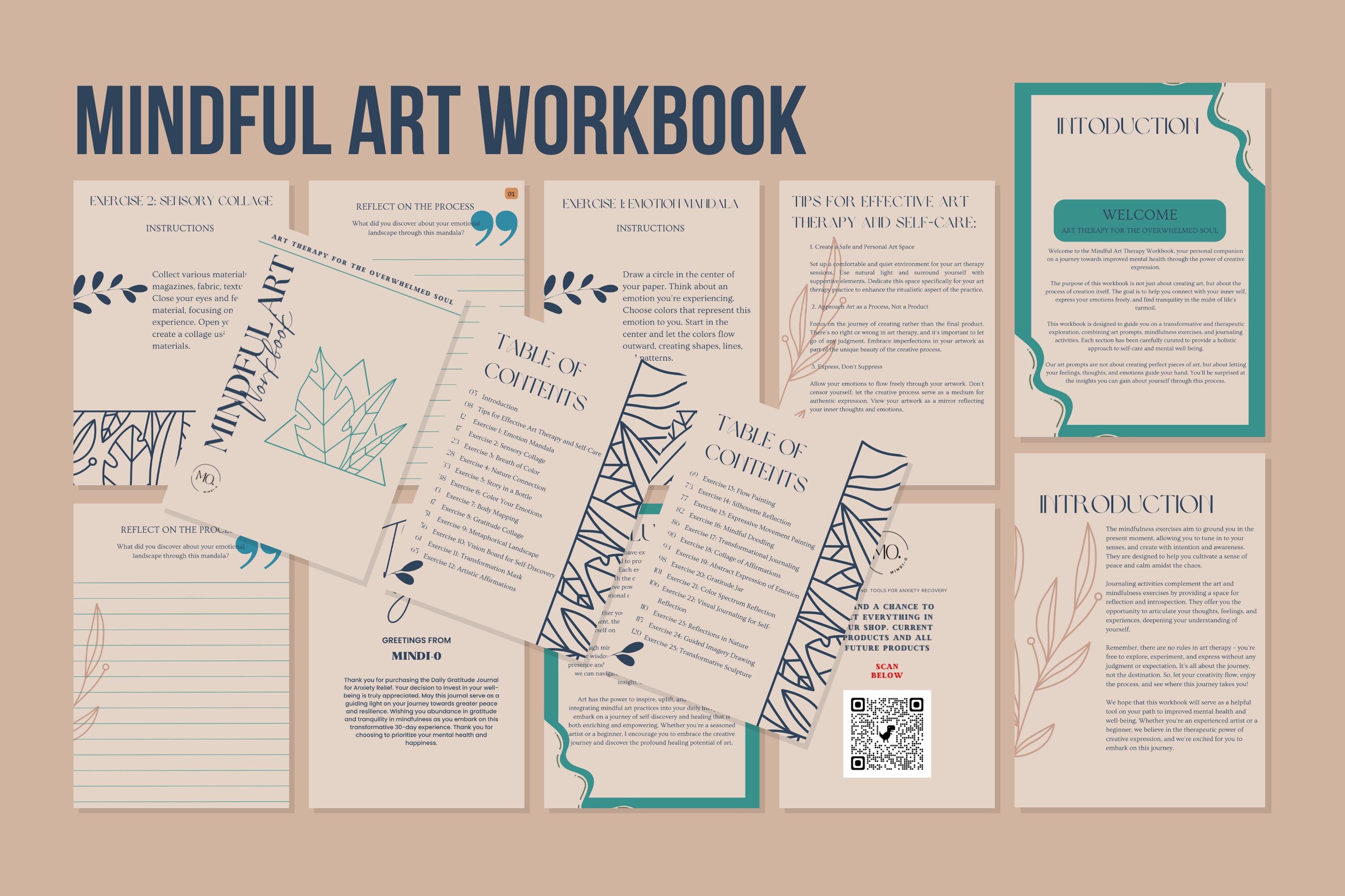 Mindful Art Therapy Workbook, Mindfulness Art Journaling, Creative Self ...
