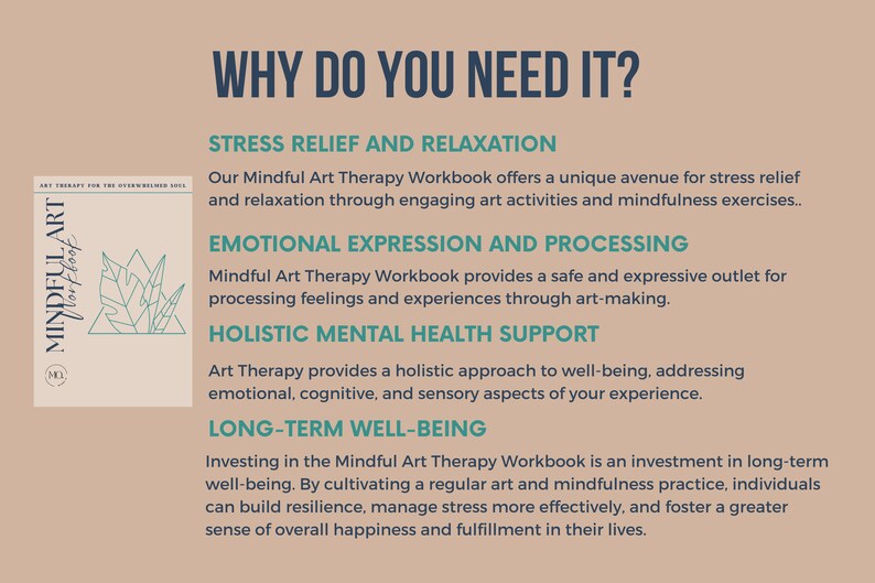 Mindful Art Therapy Workbook, Mindfulness Art Journaling, Creative Self ...