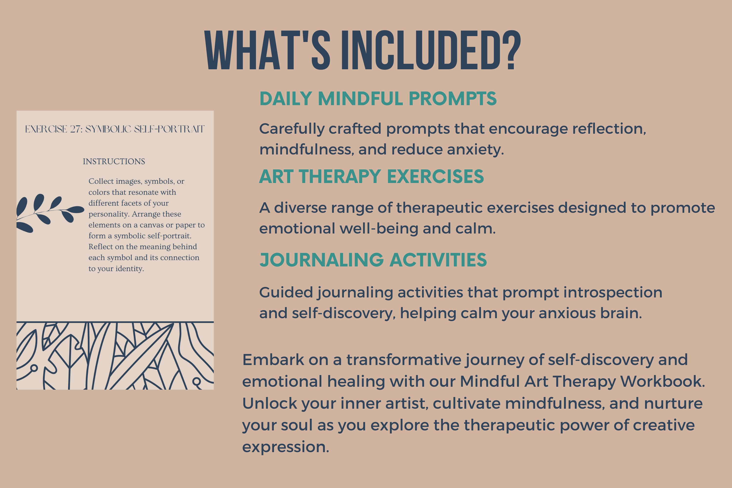 Mindful Art Therapy Workbook, Mindfulness Art Journaling, Creative Self ...