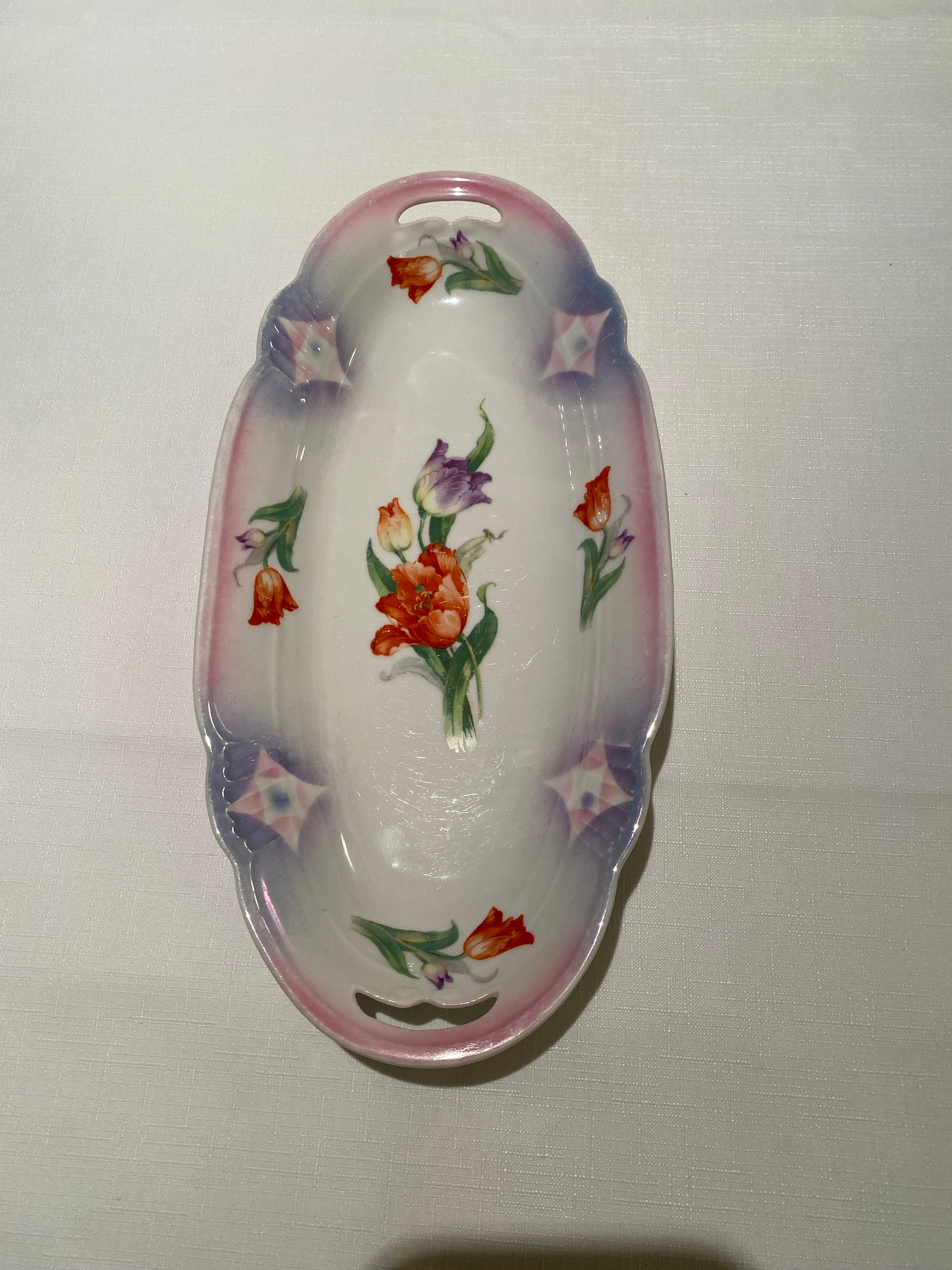 Vintage Oval Relish/olive Dish With Flower Pattern - Etsy