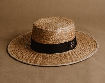 Straw Boater Hat for Women With a Wide and Stiff Brim Palm Straw Hat ...