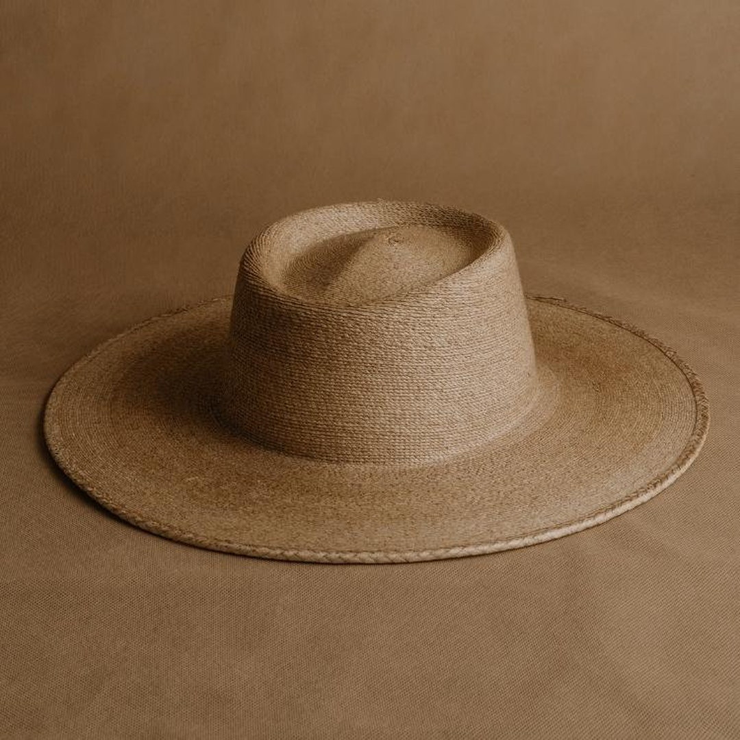 Straw Hat | Palm Straw Boater Hat | Wide Stiff and Flat Brim | Summer ...