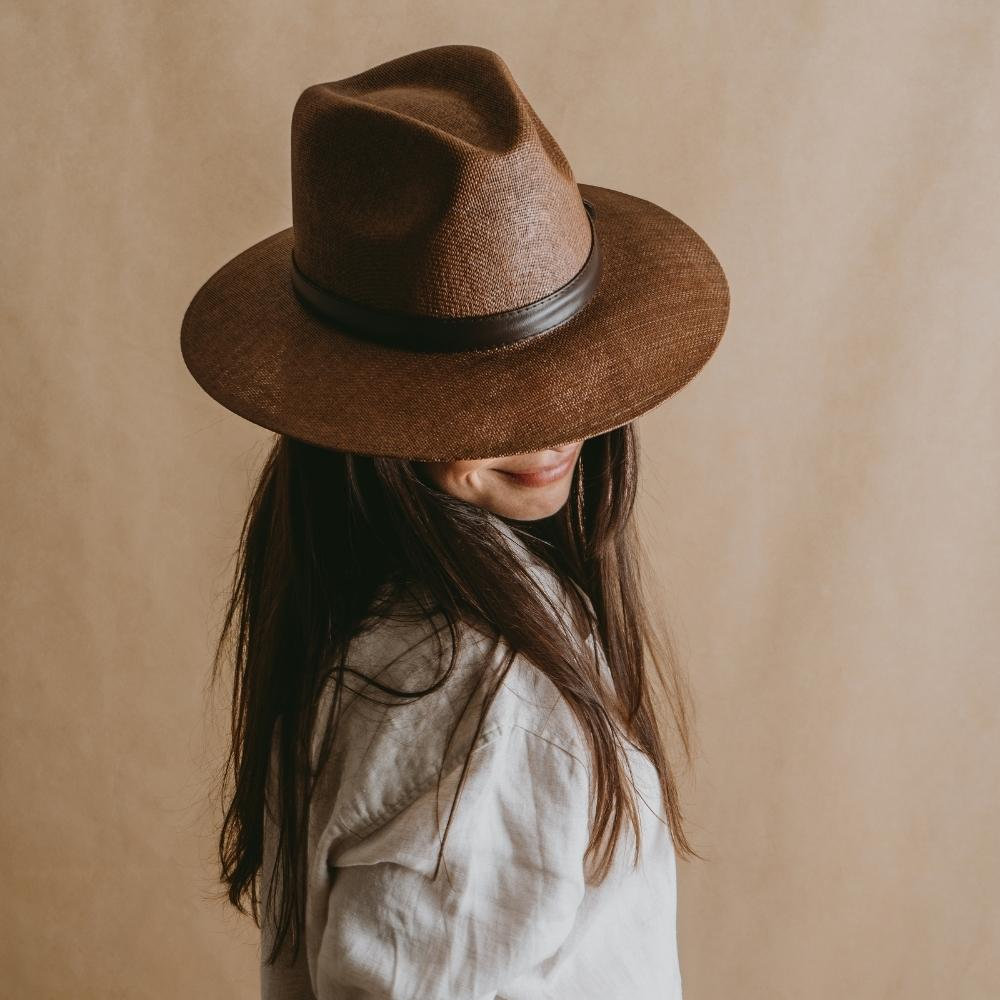 Autumn Hat Brown Panama Style Hat Straw Hat Straw Fedora Small and ...