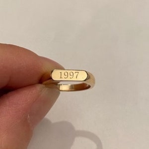 Year Date Number Engraved Ring, Personalized Ring, Initial Ring, Gift ...