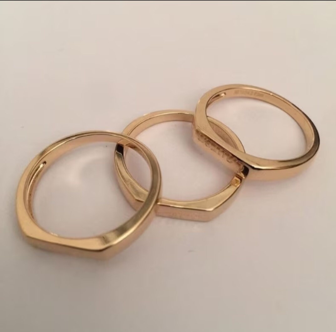 Personalized Date Engraved Ring, 18k Gold Plated, Initial Ring - Etsy