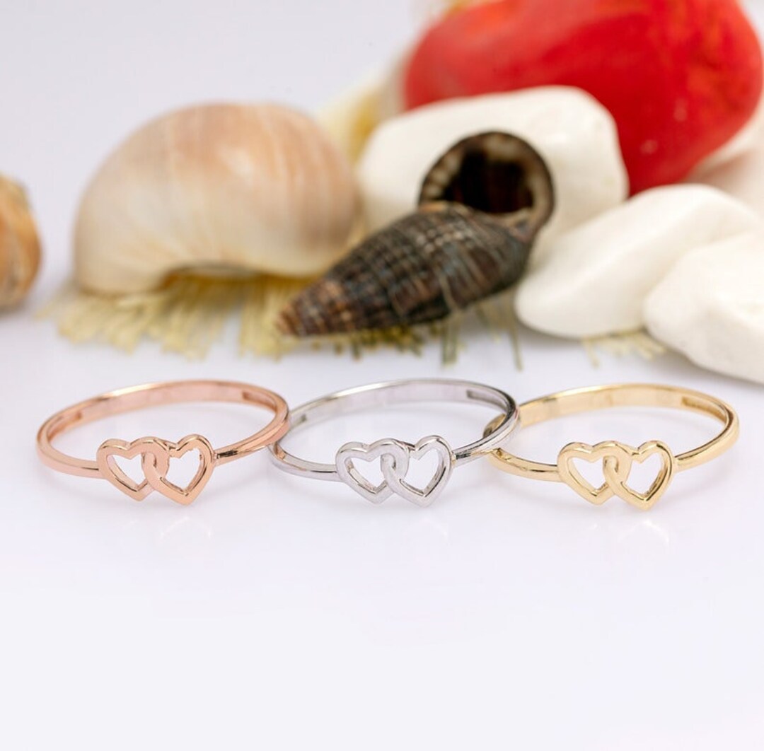 925 Sterling Silver Infinity Heart Ring, 14K Yellow Gold Vermeil Infinity Heart Ring, Double ...