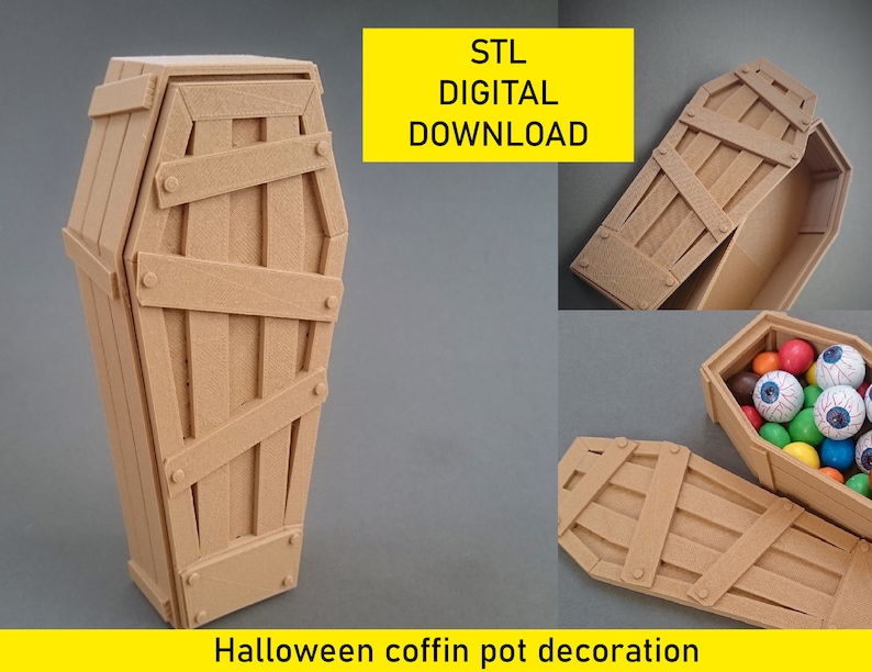 Halloween Coffin Pot Decoration 3d Stl File Print Pack Digital Download ...
