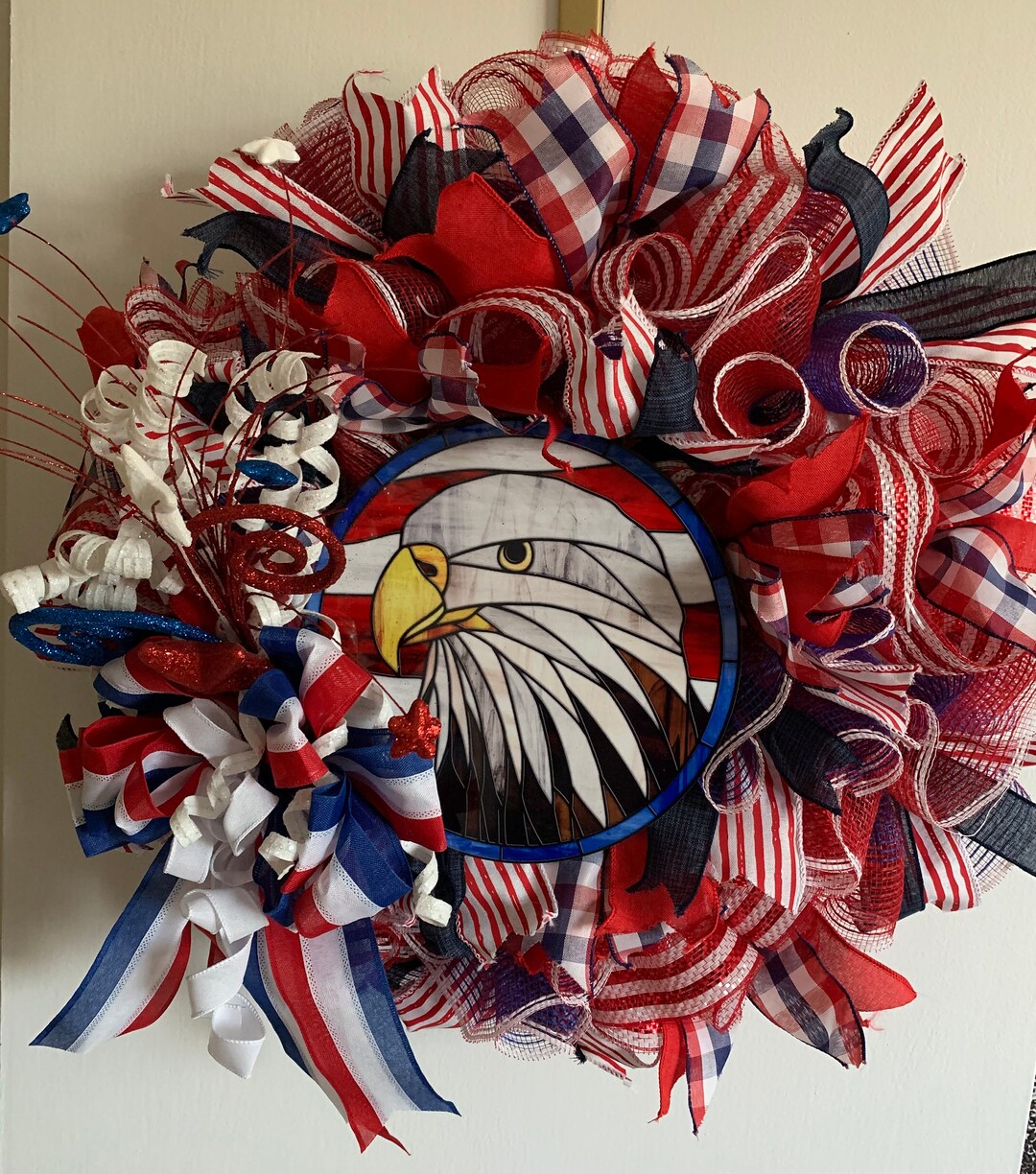 Patriotic Wreath American Eagle Wreath Bald Eagle Wreath Red White Blue ...