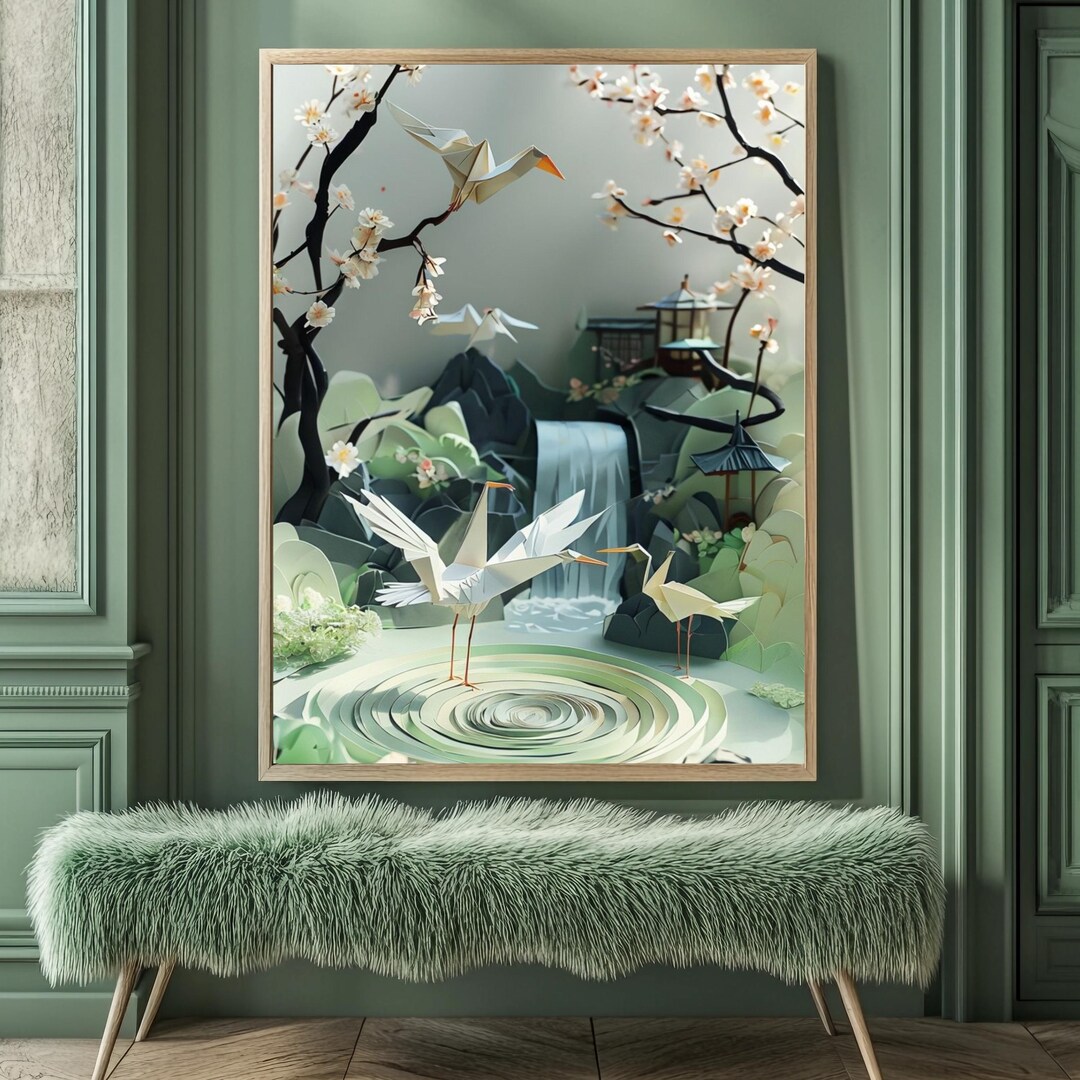 Japanese Water Scene Poster, Japanese Inspired Art Work - Etsy