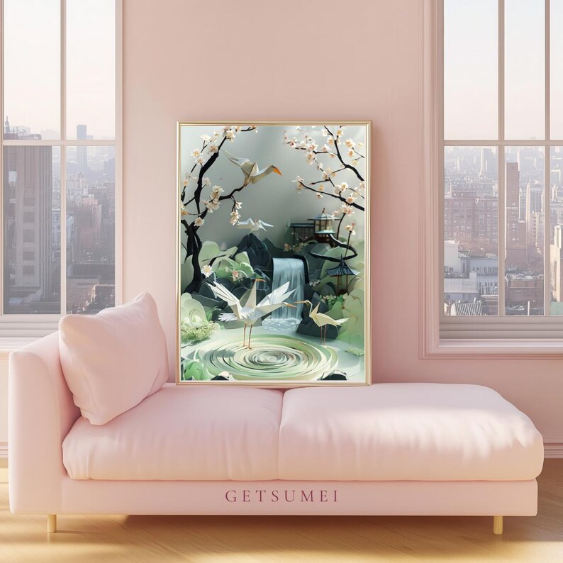 Japanese Water Scene Poster, Japanese Inspired Art Work - Etsy