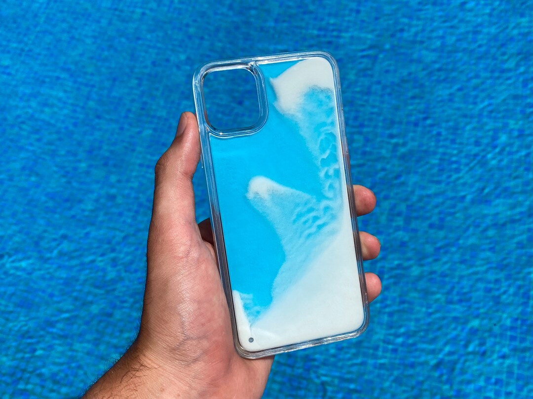 Liquid Neon Sand iPhone Case, Blue/white, iPhone 14, 13, 12, 11, XR, 8 ...