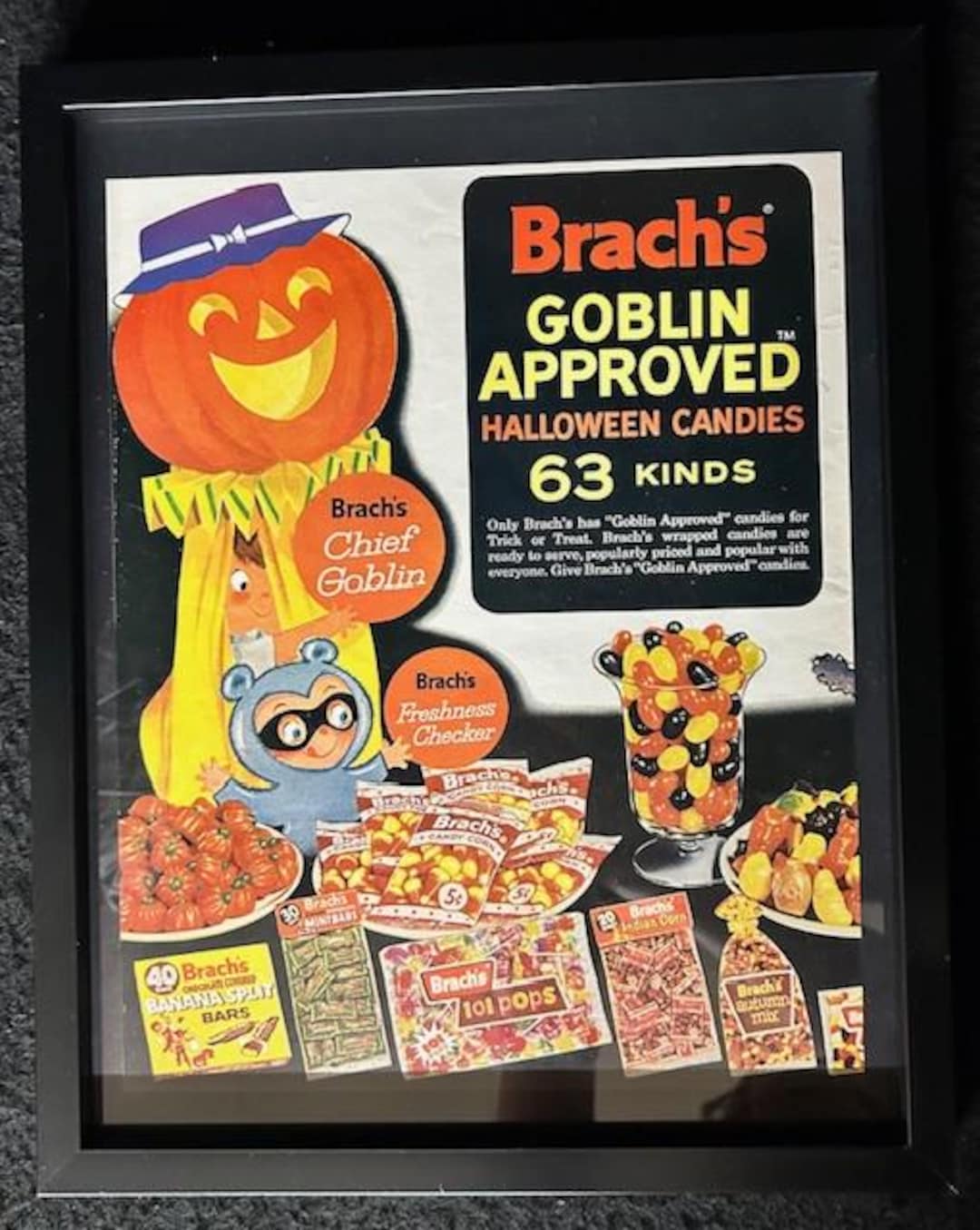 Framed 1963 Original Brach's Candy Halloween Advertisement - Etsy