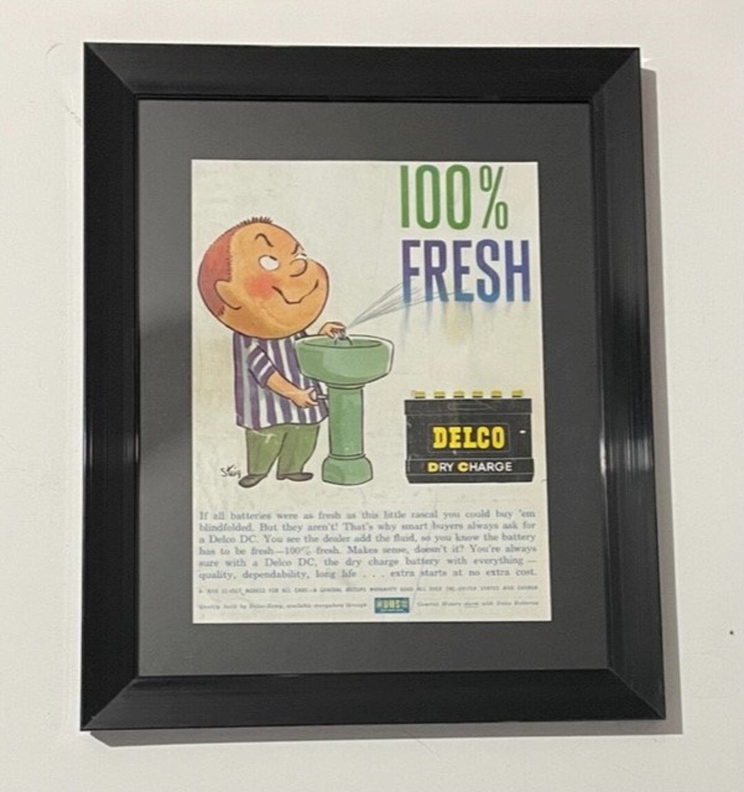 Framed Original Delco Battery Advertisement - Etsy