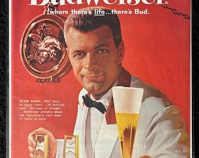 Budweiser Rare Original Vintage Beer Advertising Poster – 1990s Brewery ...