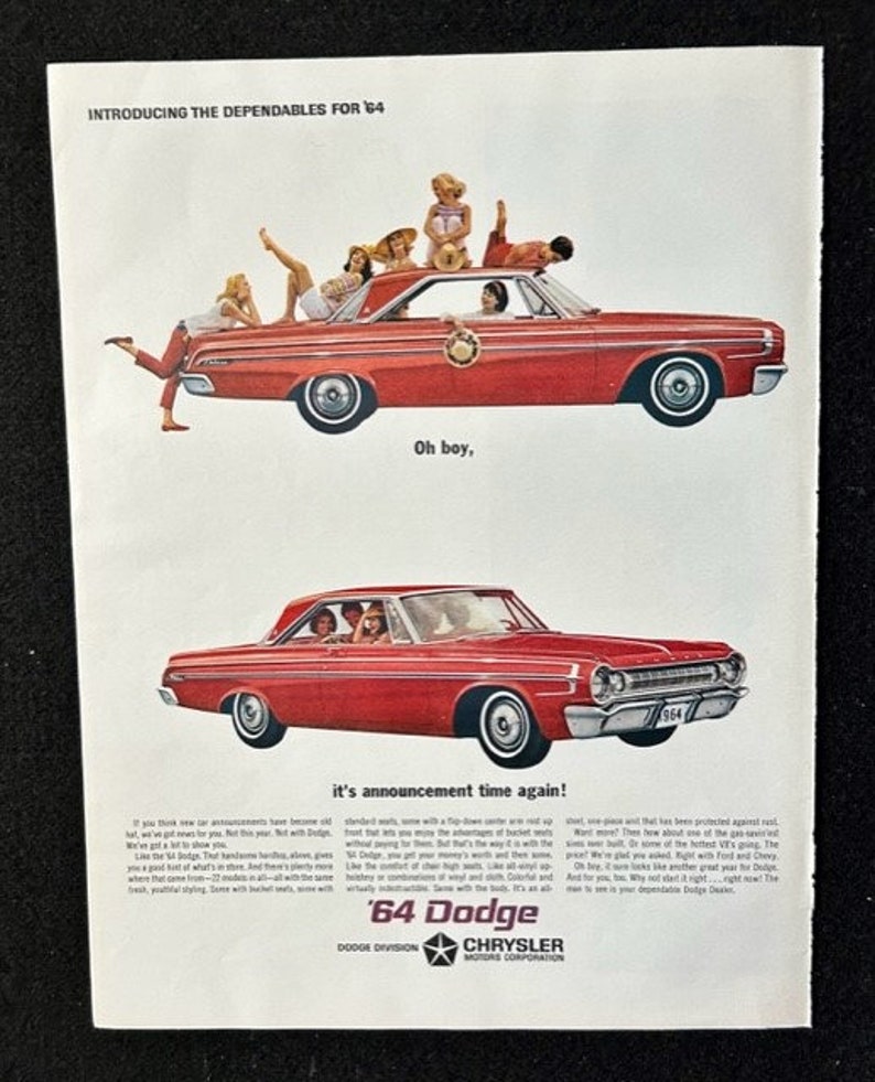 Vintage Assorted 1950 & 1960's Dodge Car Advertisements - Etsy